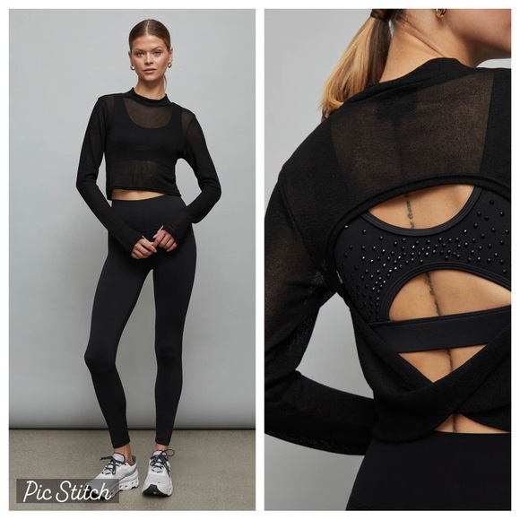 Carbon38 | Tops | Carbon 38 Sheer Black Mesh Long Sleeve Keyhole Back Shirt | Poshmark
